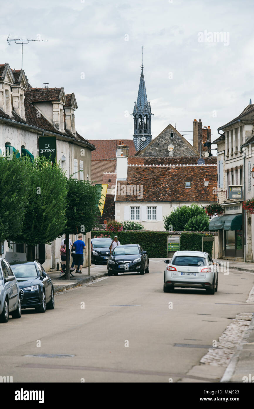 The medieval town of Chablis in France. An ancient wine region. July 23 ...