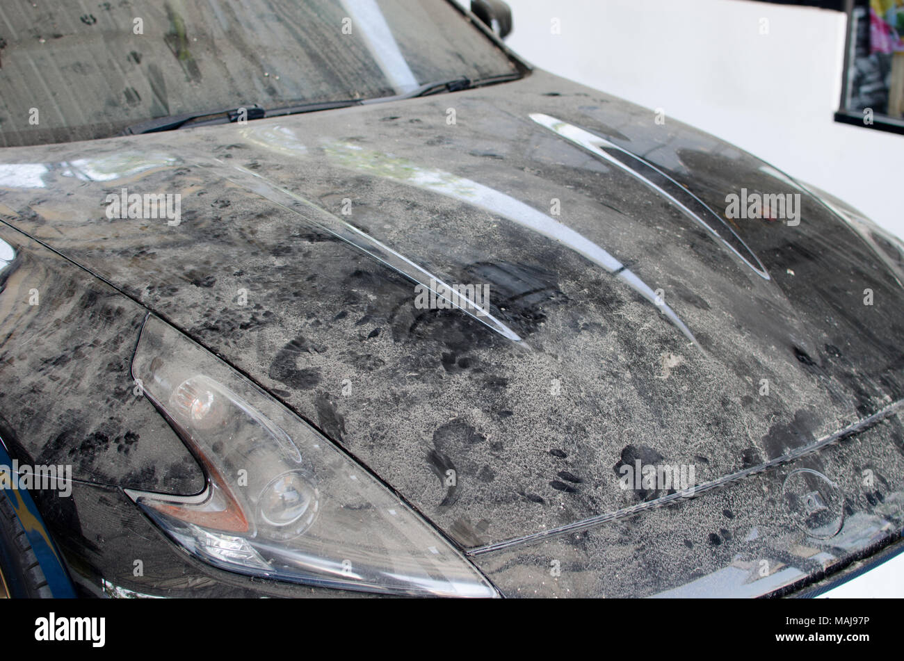 Dust on the hood of car Stock Photo - Alamy