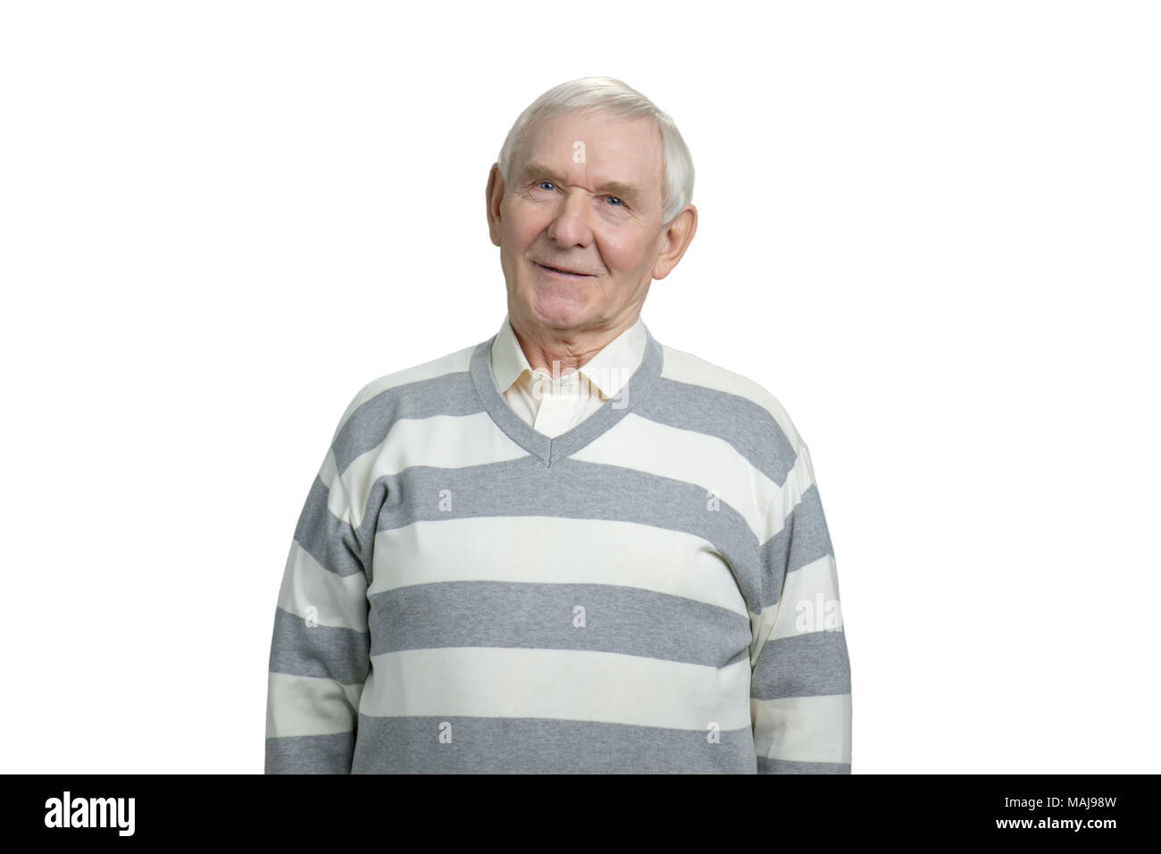 Portrait of a smiling grandfather. Happy glad caucasian old man in ...