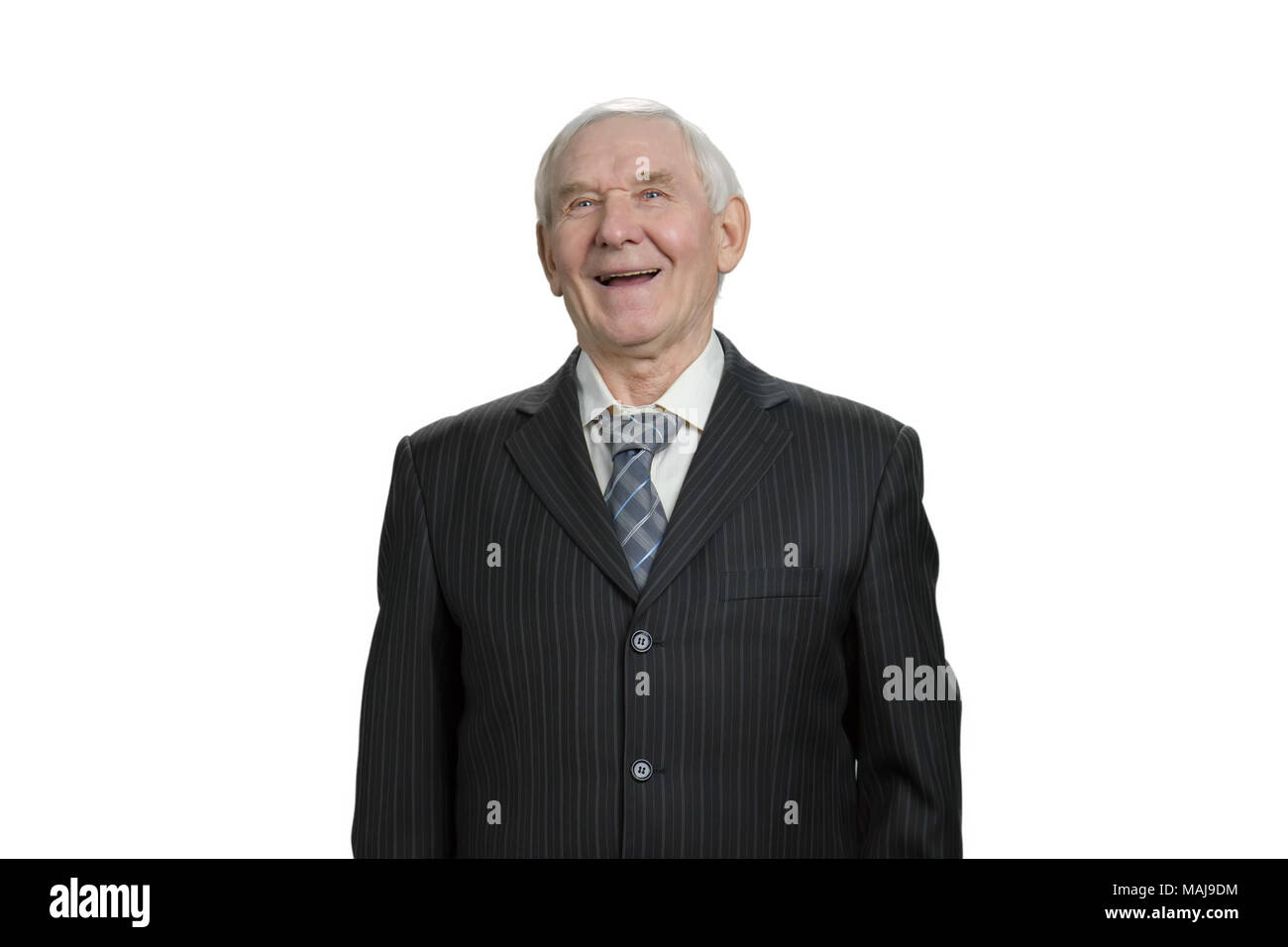 Portrait of laughing businessman. Man in suit taking a joke, laughing ...