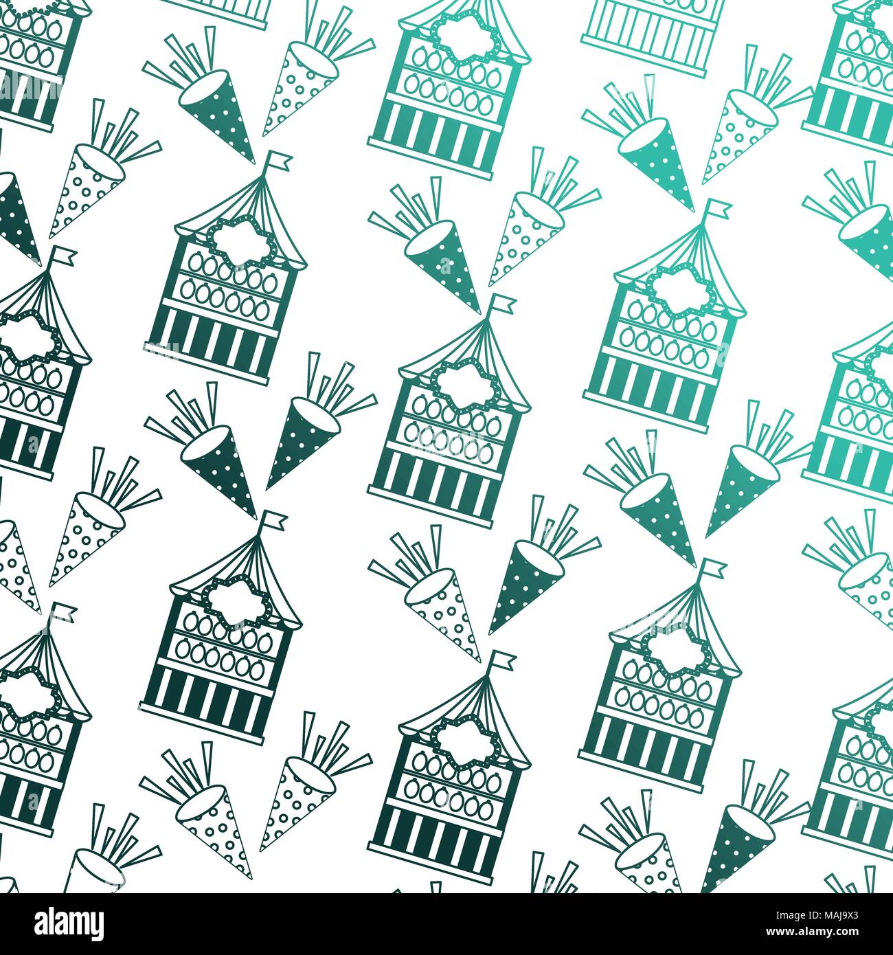 kiosk of fair target shooting with balloons and cornets vector ...