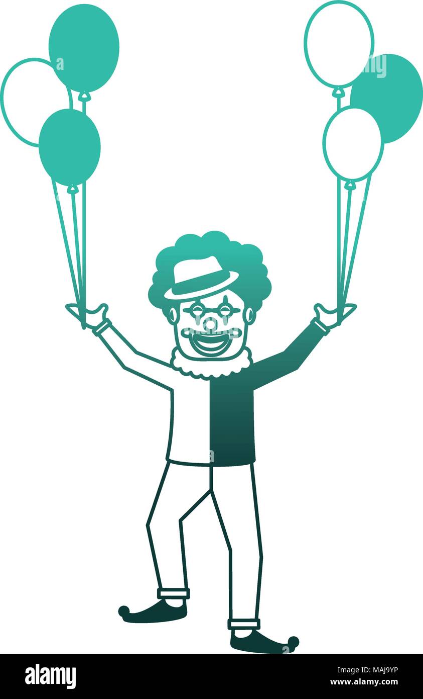 circus clown with balloons air vector illustration design Stock Vector ...