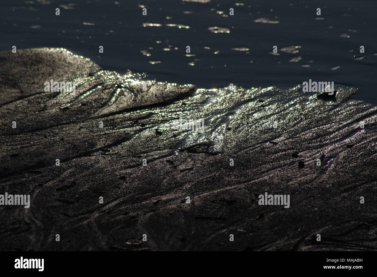 Small Channels in Wet Beach Sand. Intimate Abstract Landscape. Aberdeen ...