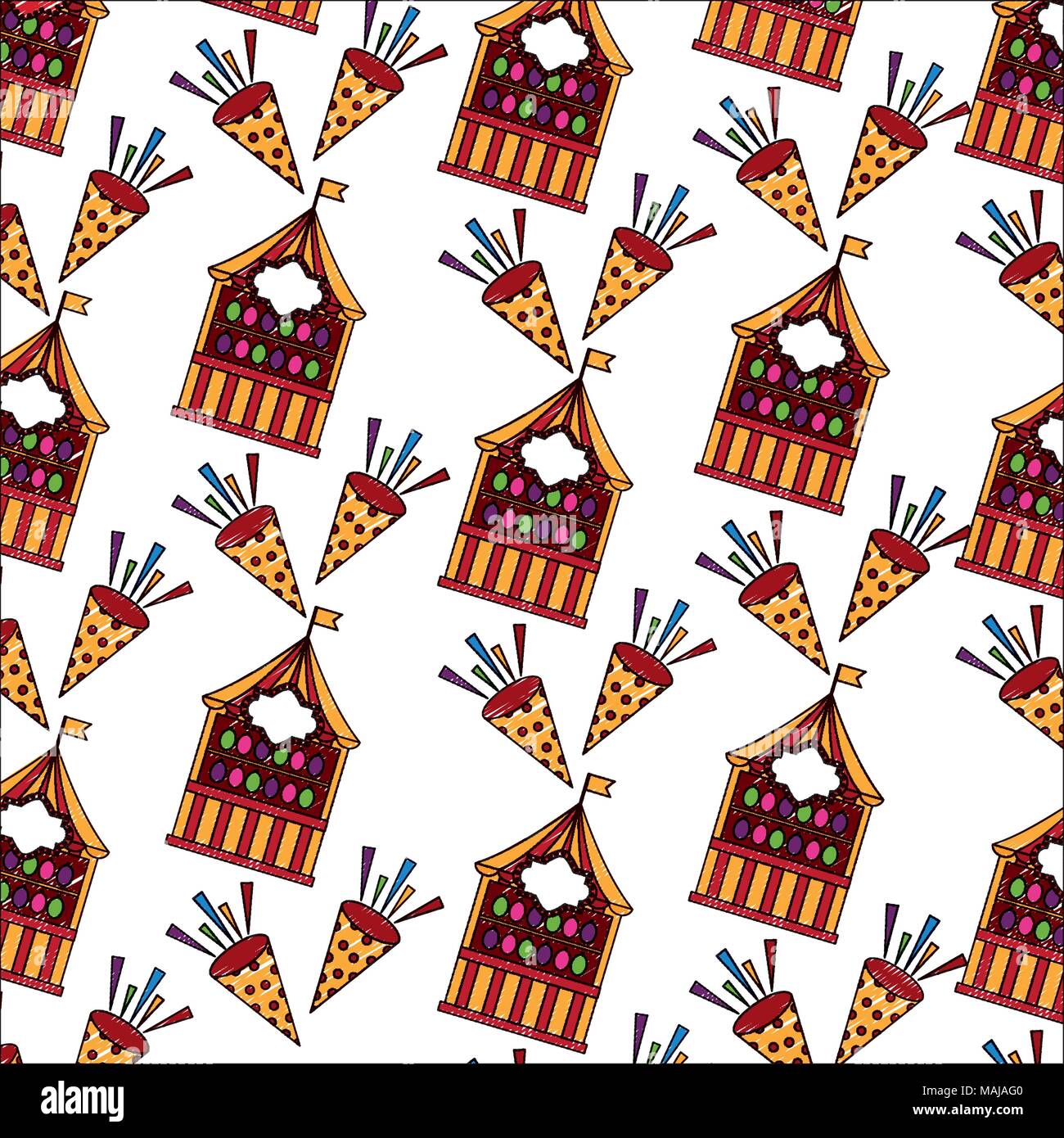 kiosk of fair target shooting with balloons and cornets vector ...