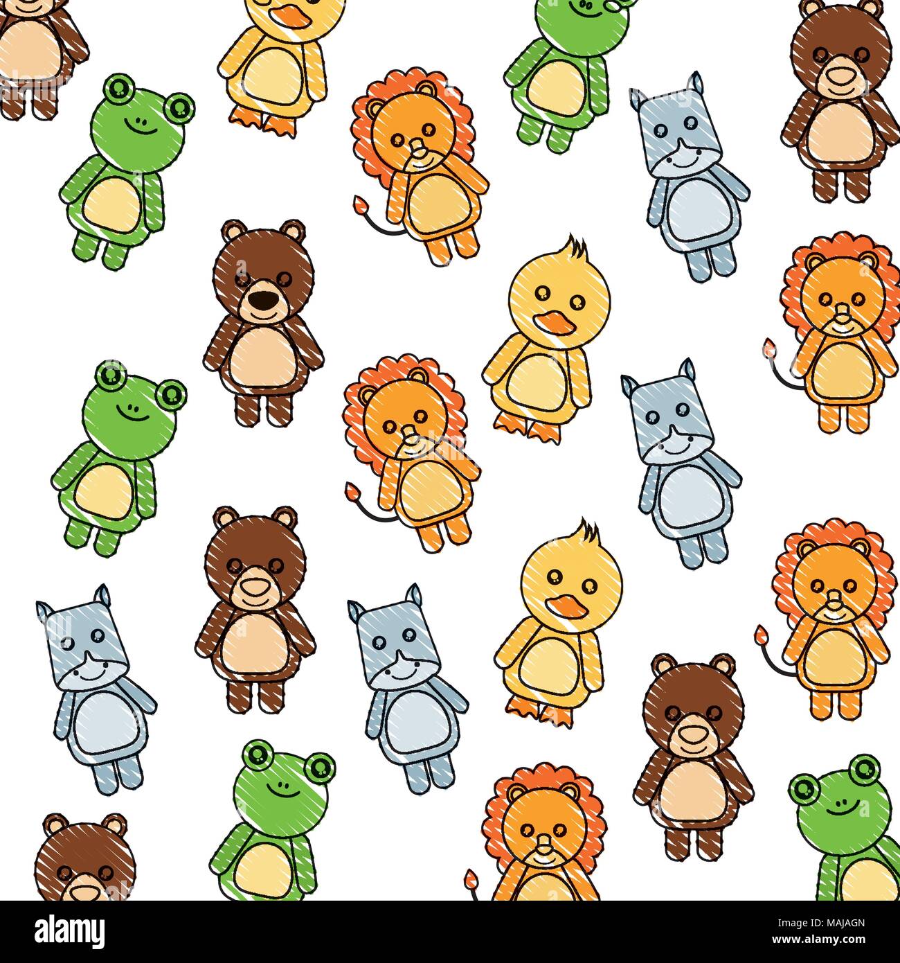 cute little animals pattern background vector illustration design Stock ...
