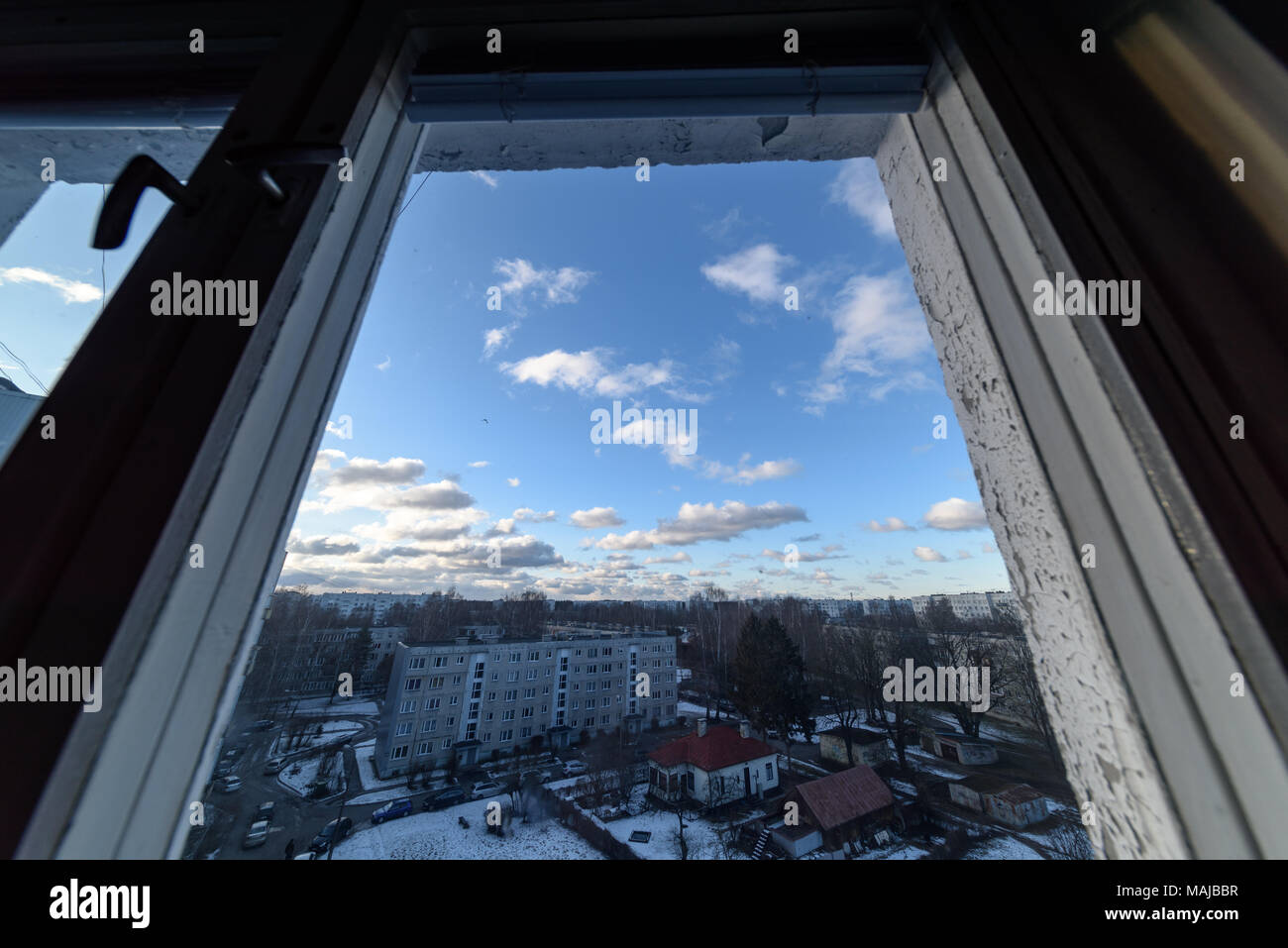 urban street view from above with wide angle lens. riga, latvia Stock ...