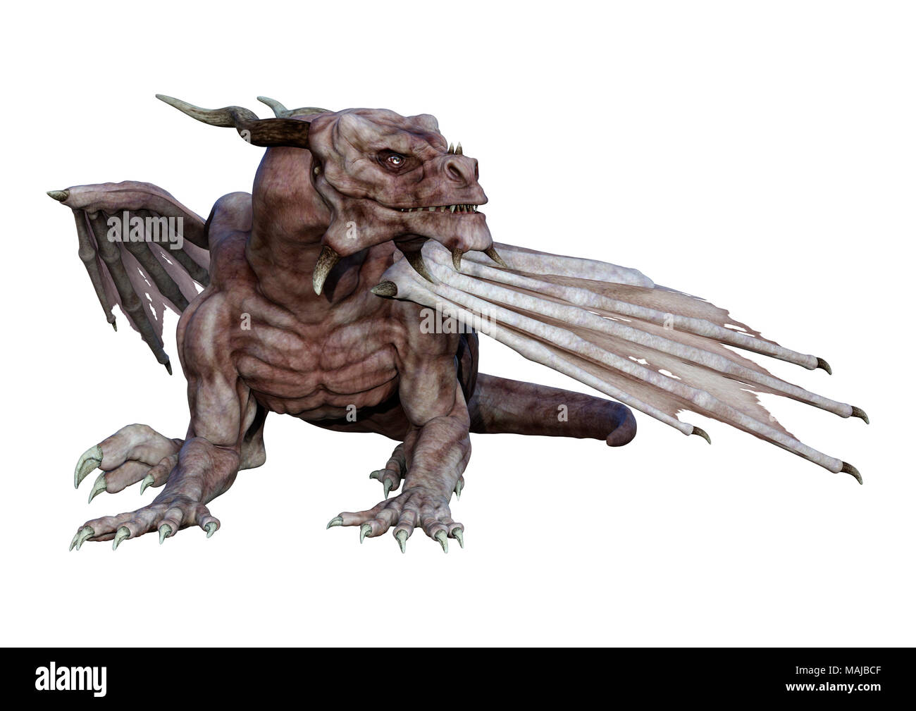 3D rendering of a fantasy vampire dragon isolated on white background ...
