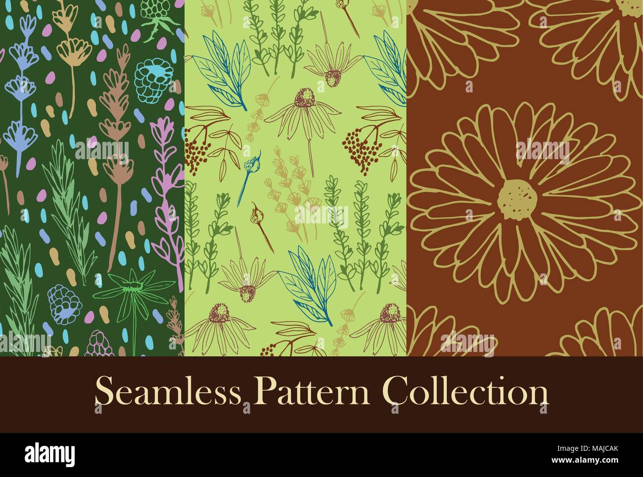 Herbs and medicinal plants seamless patterns Stock Vector Image & Art ...