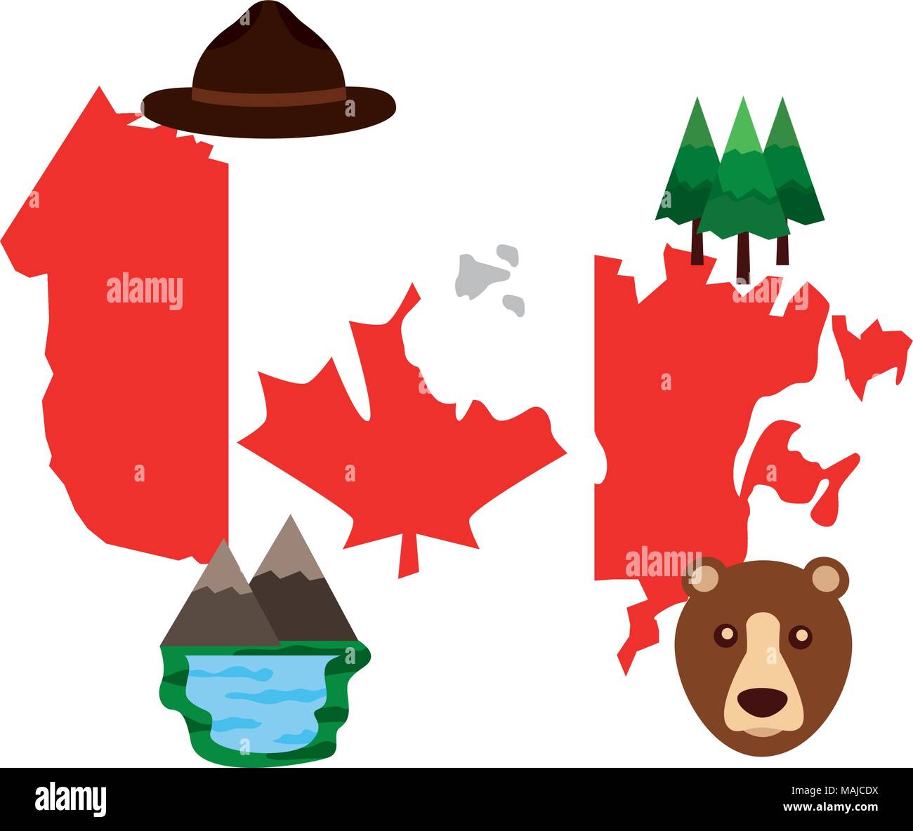 canadian map with flag and set icons vector illustration design Stock ...