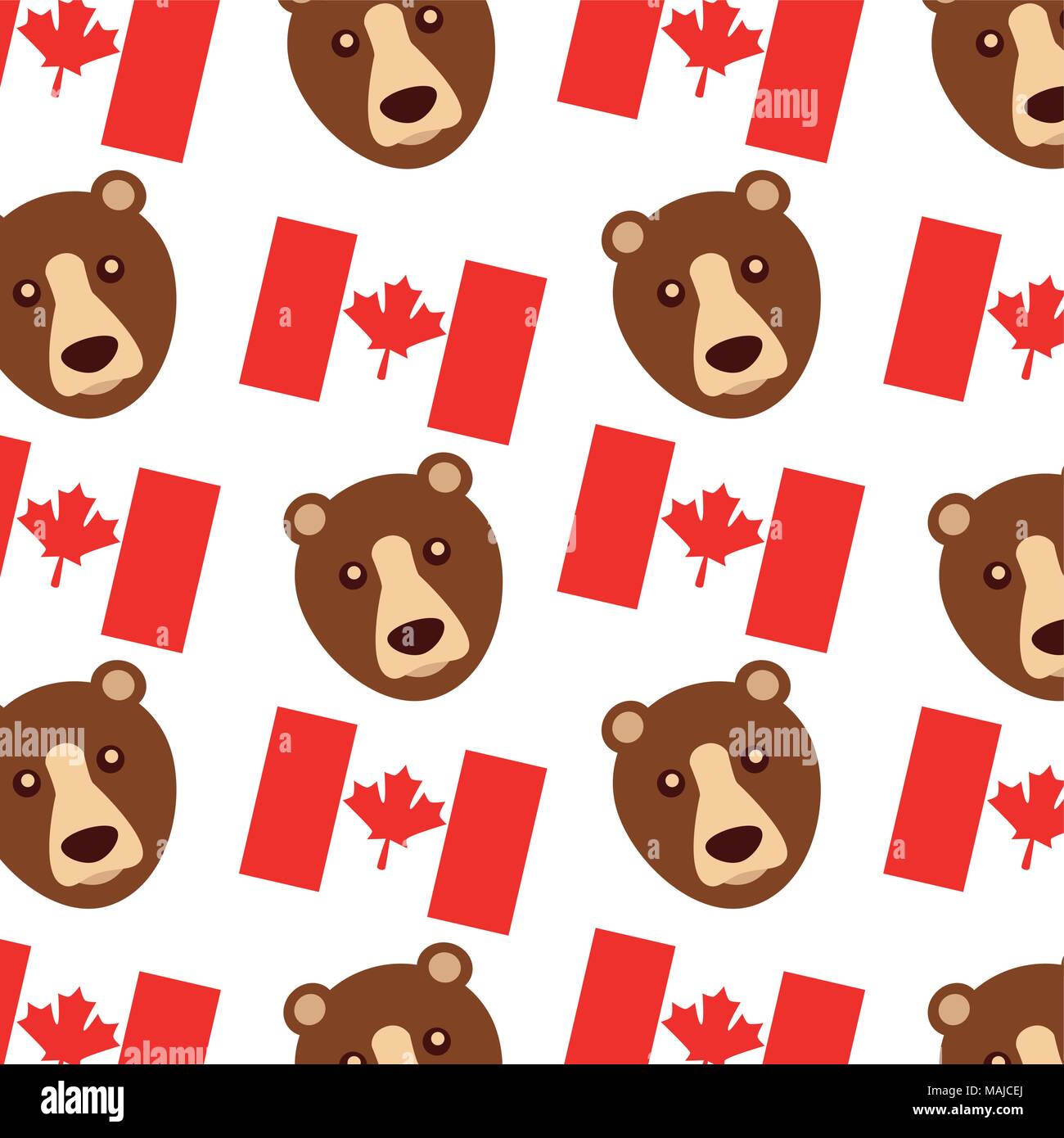 canada flag and grizzly bear pattern background vector illustration ...