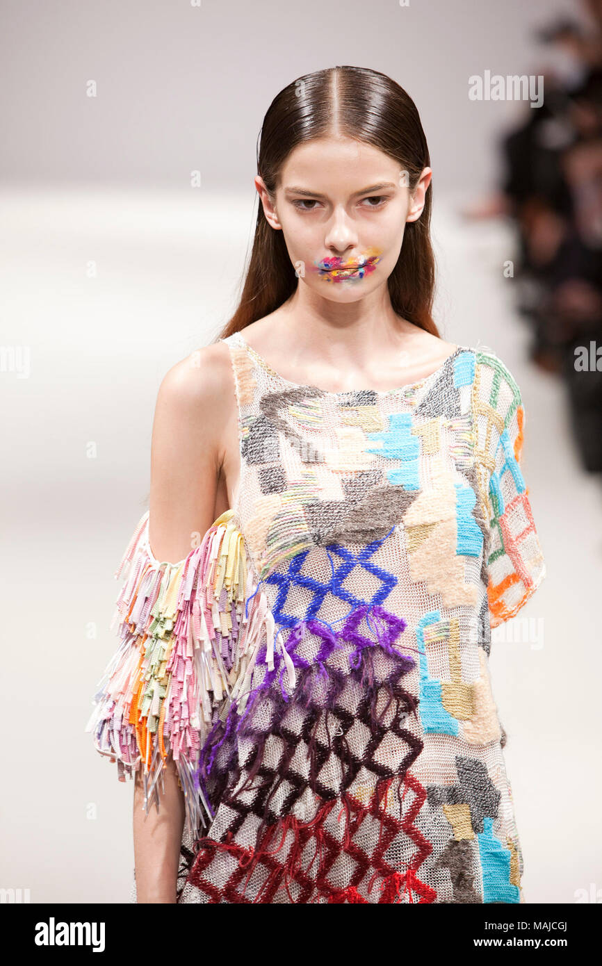 Catwalk fashion show of Leutton Postle at London Fashion Week. Leutton ...