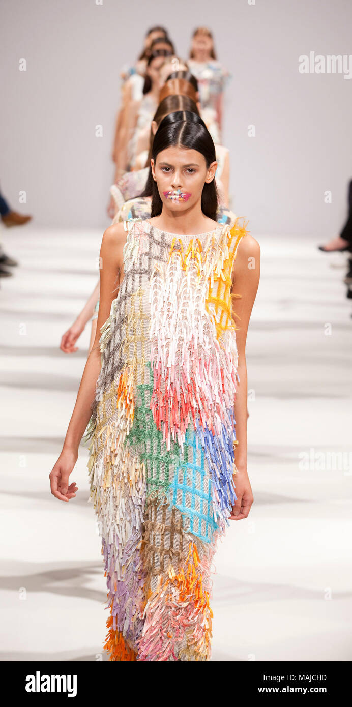 Catwalk fashion show of Leutton Postle at London Fashion Week. Leutton ...