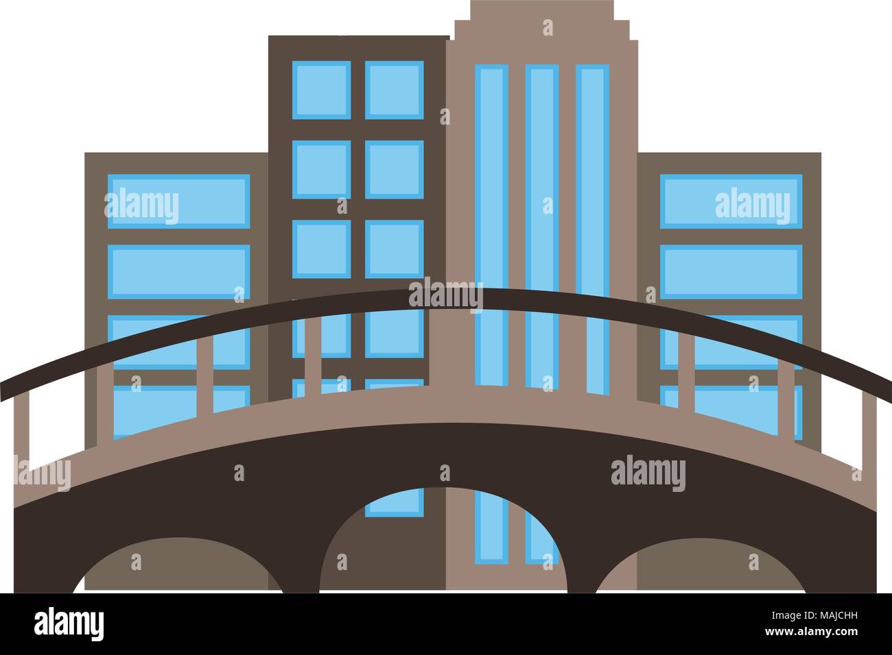 cityscape with bridge scene vector illustration design Stock Vector ...