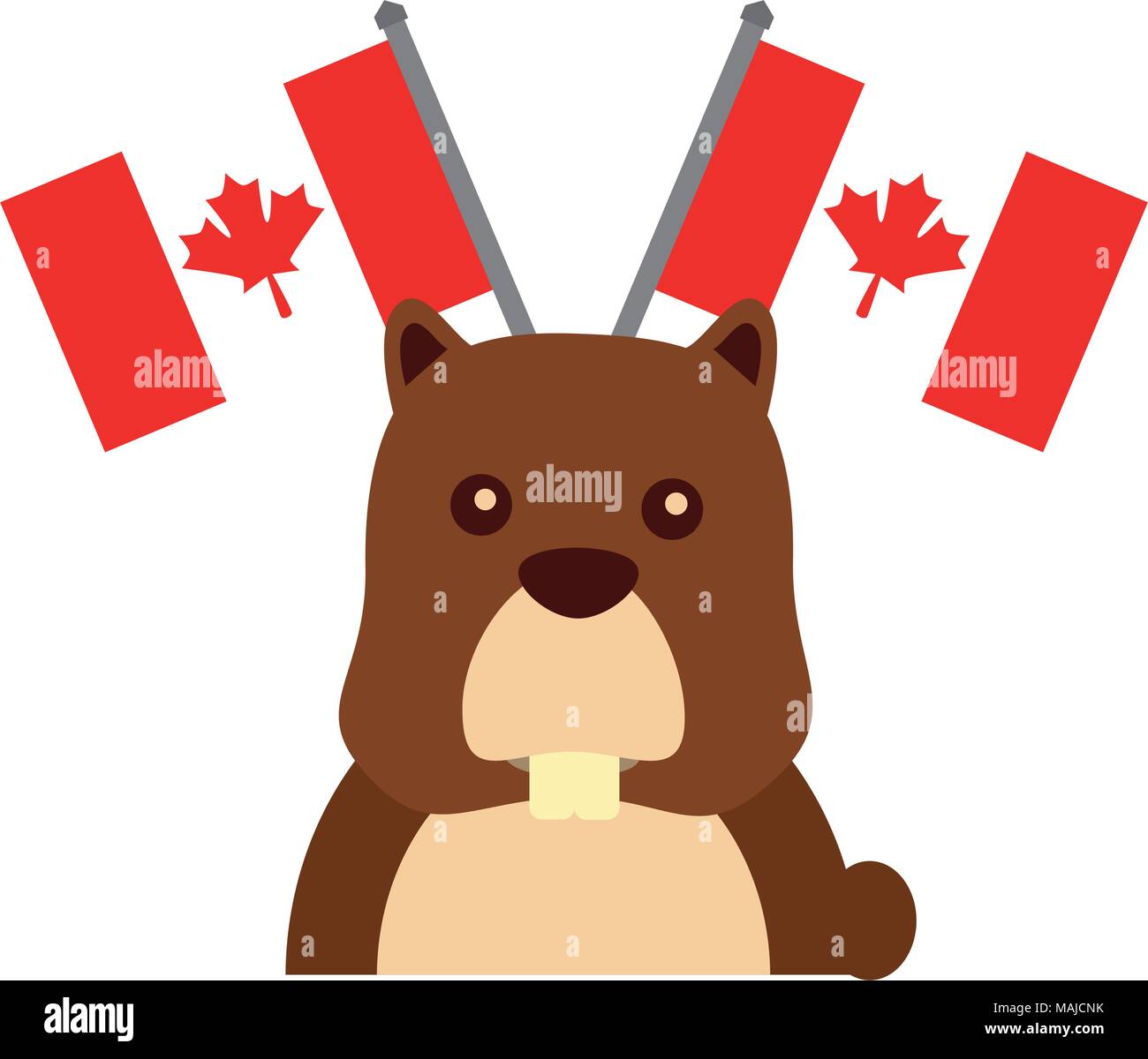 beaver with canadian flags vector illustration design Stock Vector ...