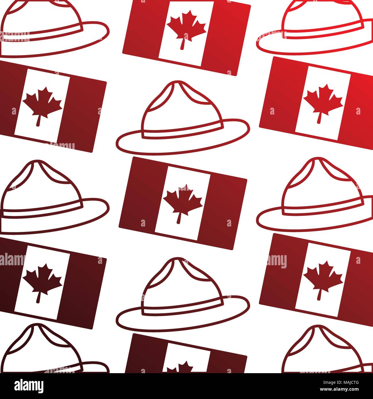 canadian sheriff hat and flag pattern background vector illustration ...