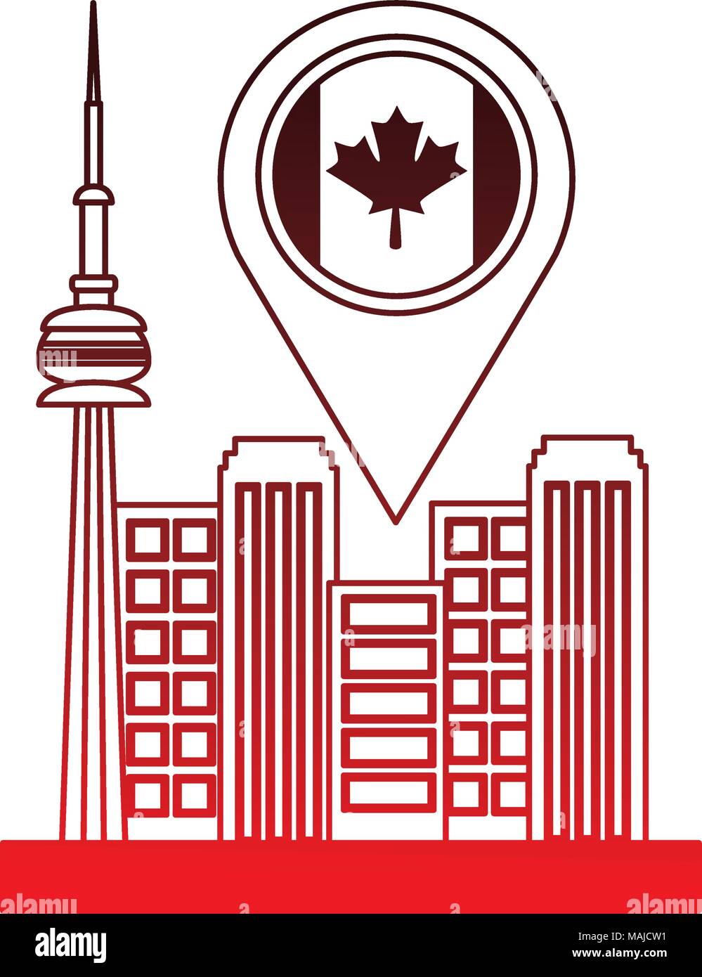 toronto cityscape with pointer location vector illustration design ...