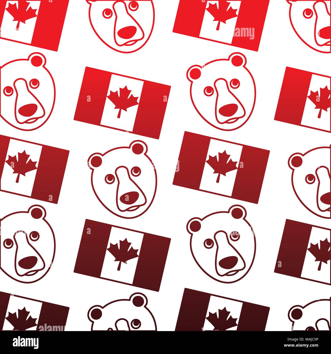 canada flag and grizzly bear pattern background vector illustration ...