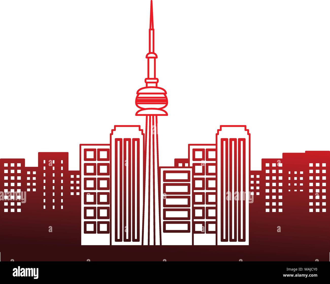 toronto canada city scene vector illustration outline Stock Vector ...