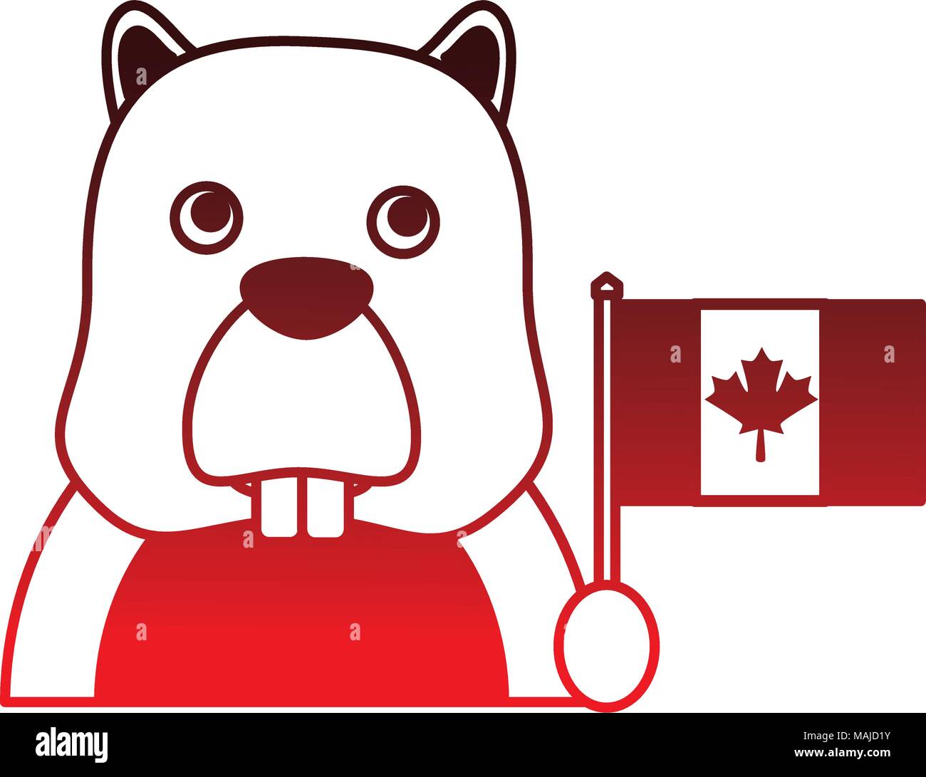 beaver with canadian flag vector illustration design Stock Vector Image ...