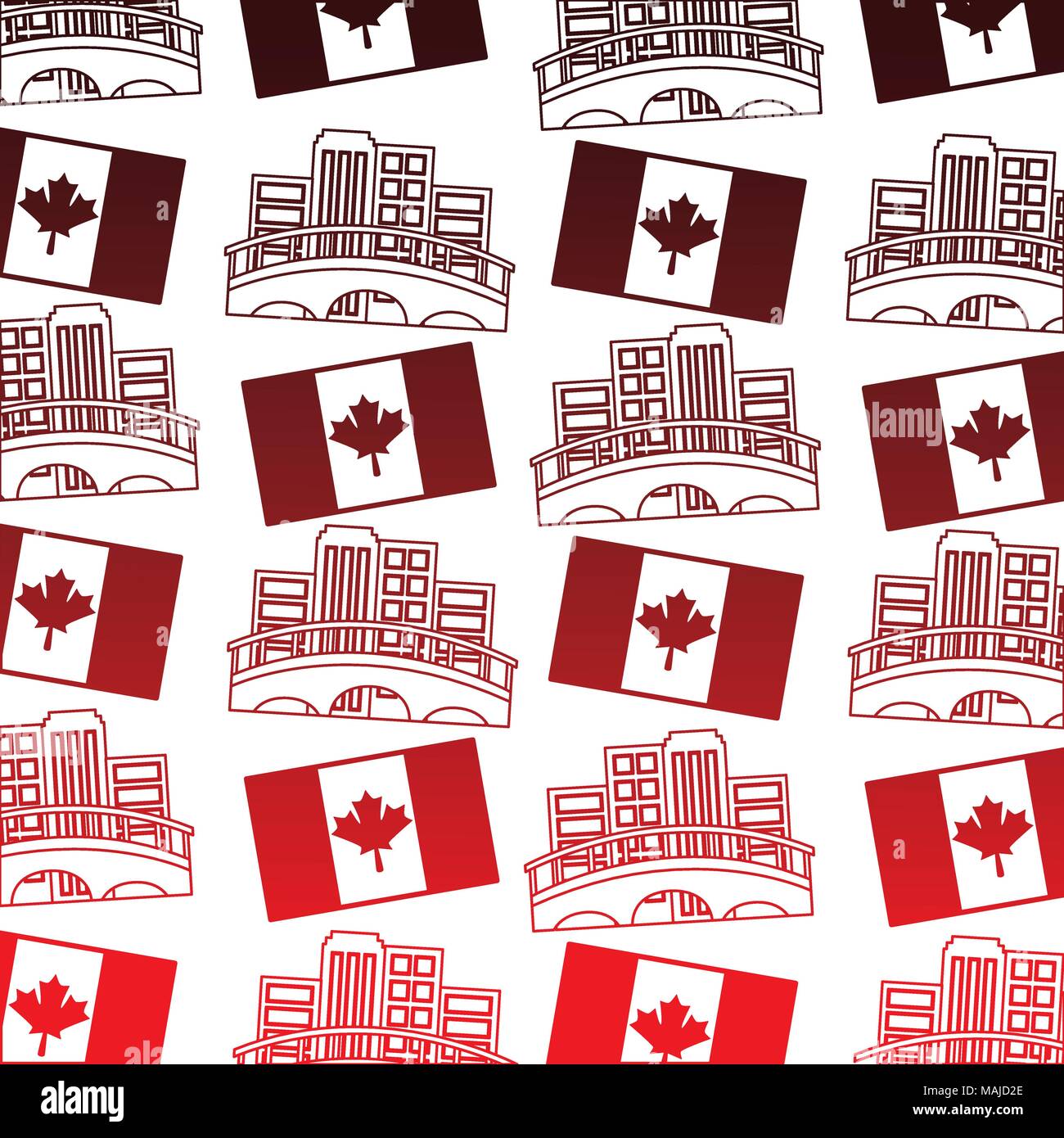 canadian flag and cityscape pattern vector illustration design Stock ...