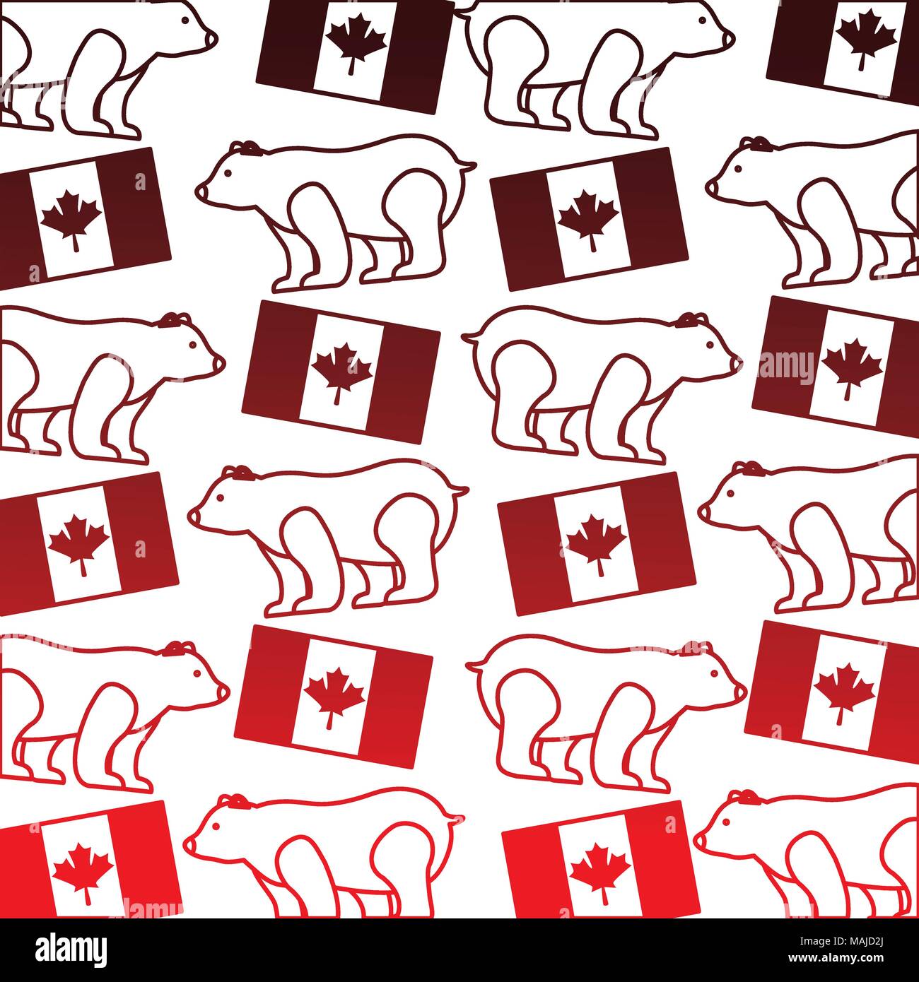 grizzly bear with canadian flag pattern vector illustration design ...