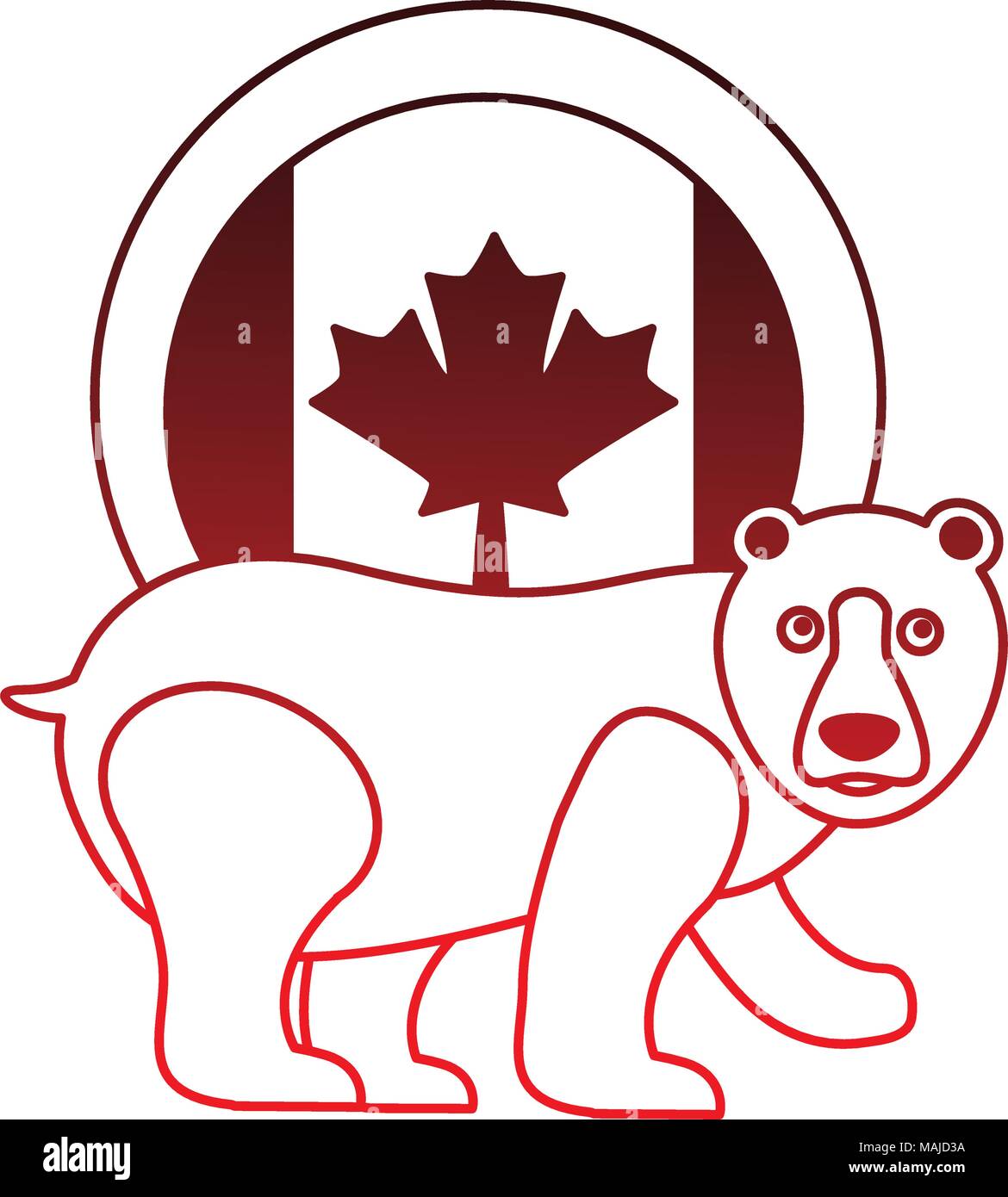 grizzly bear with canadian flag button vector illustration design Stock ...