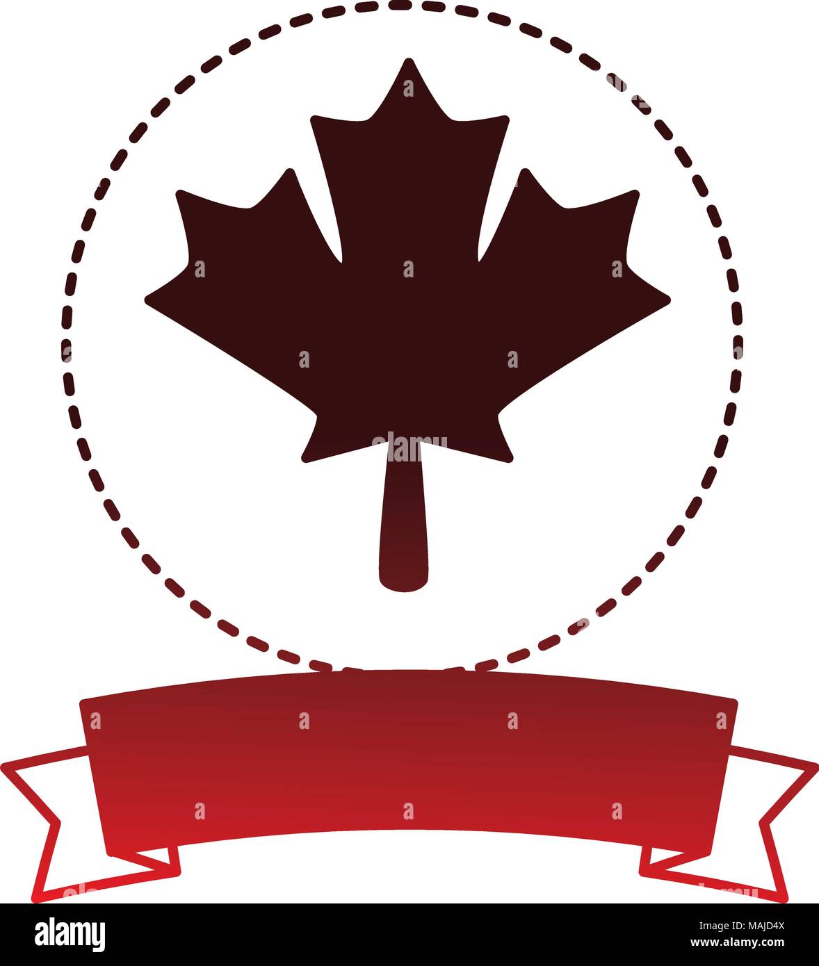 maple leaf canadian emblem with ribbon vector illustration design Stock ...