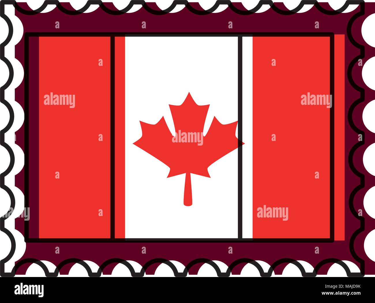 canadian flag with postage stamp vector illustration design Stock ...