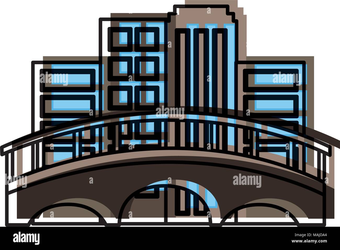 cityscape with bridge scene vector illustration design Stock Vector ...