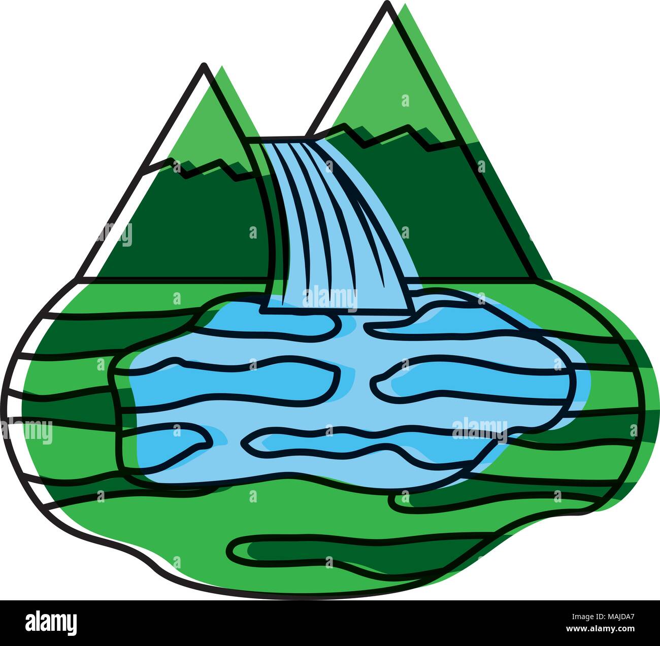 mountains with waterfall scene vector illustration design Stock Vector ...