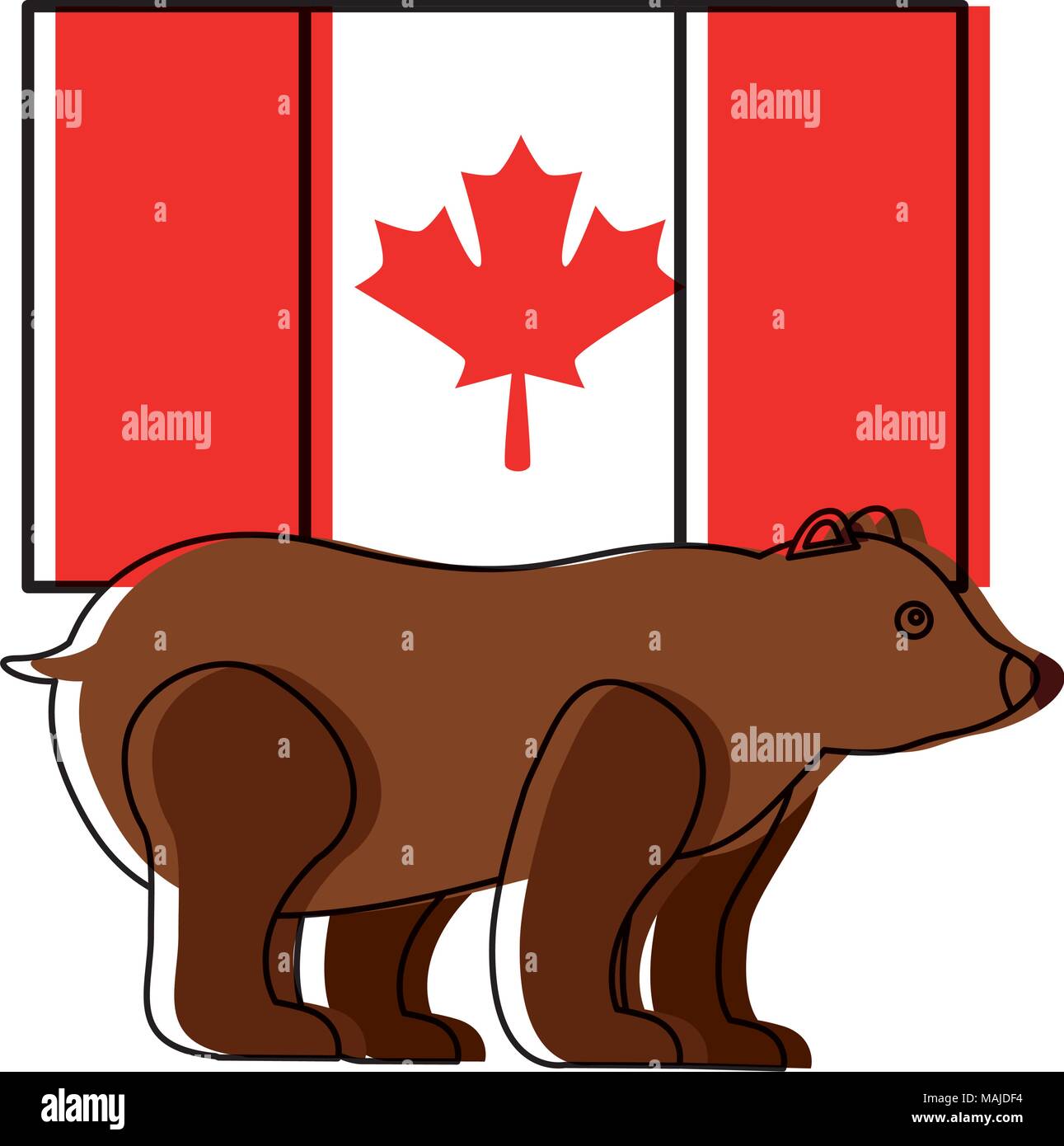 grizzly bear and flag canadian vector illustration design Stock Vector ...