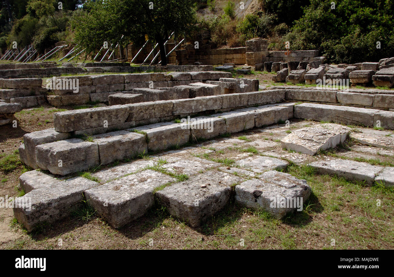 Classical antiquity. Treasuries at Olympia. Altis or sanctuary. Small ...