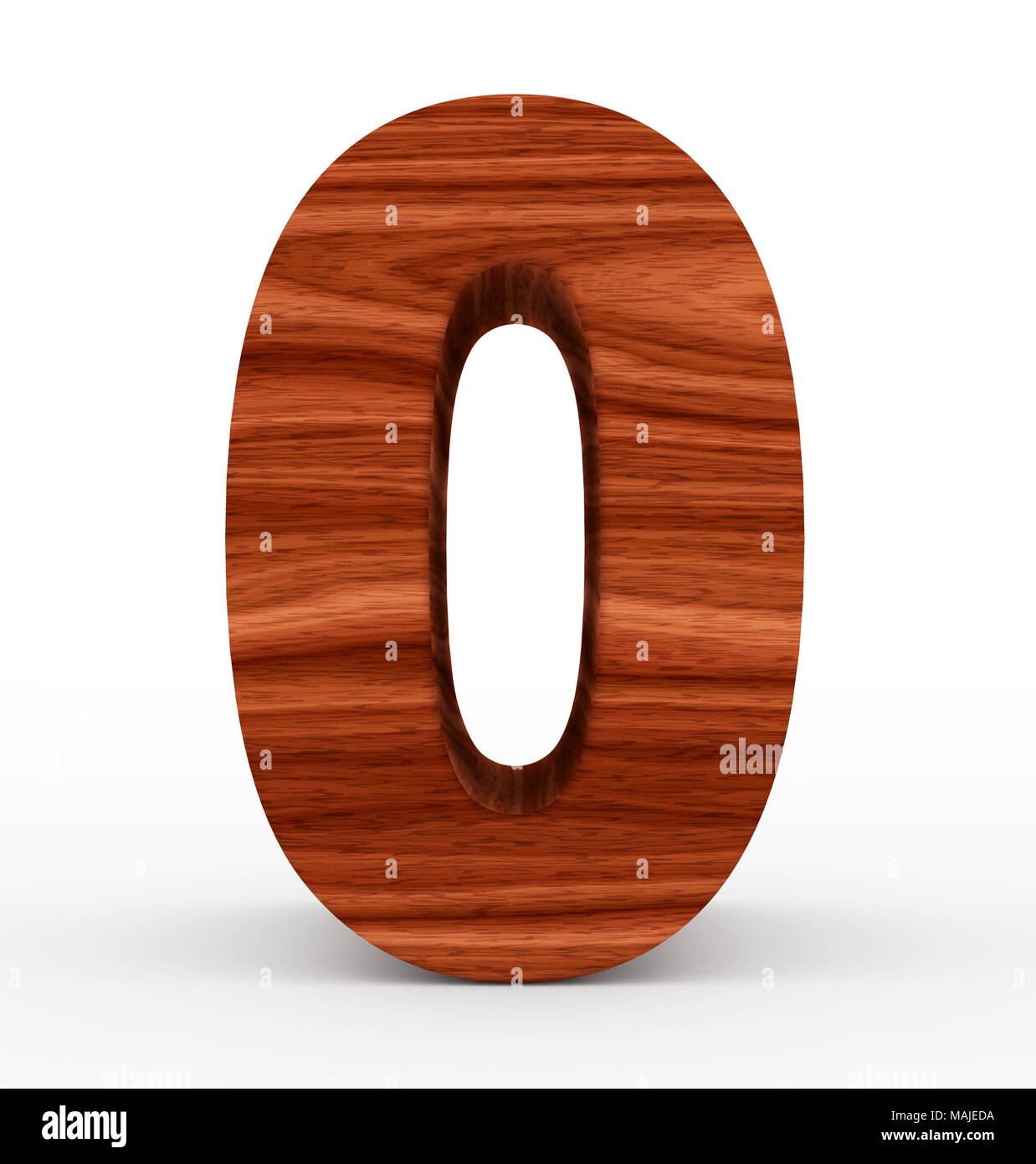 number 0 3d wooden isolated on white - 3d rendering Stock Photo - Alamy