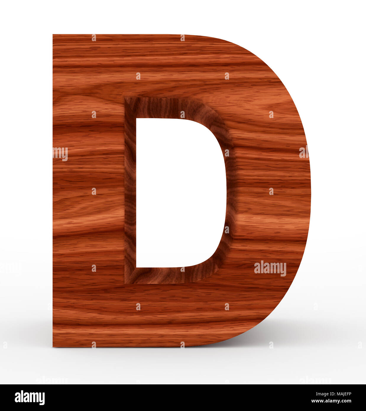 letter D 3d wooden isolated on white - 3d rendering Stock Photo - Alamy