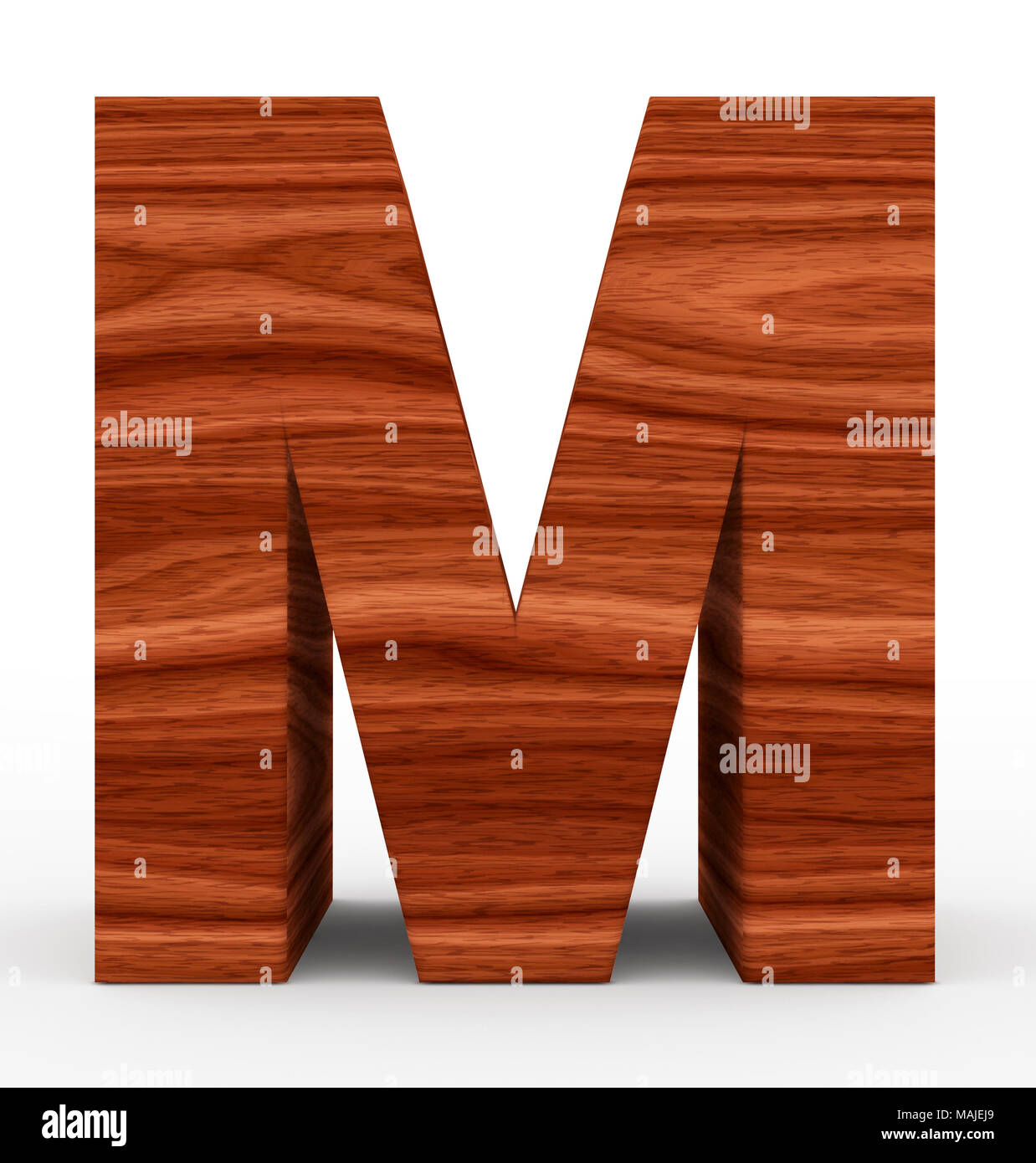 letter M 3d wooden isolated on white - 3d rendering Stock Photo - Alamy
