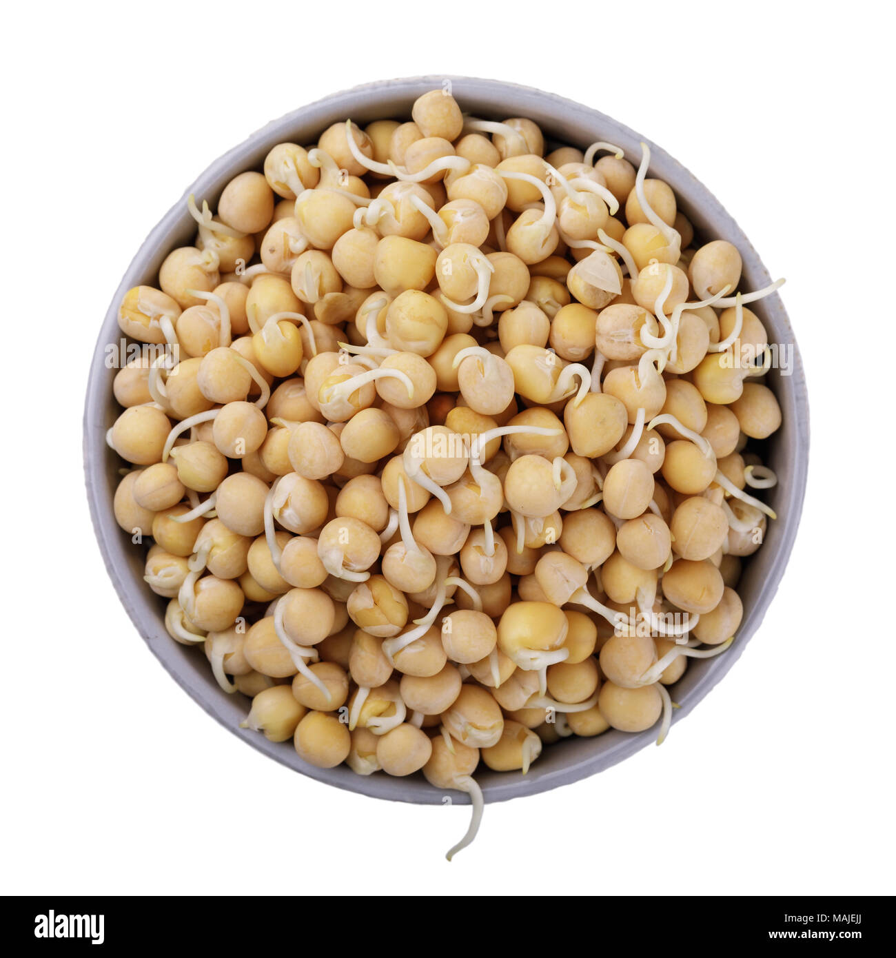 Sprouted peas in a cup isolated on white background, top view Stock ...