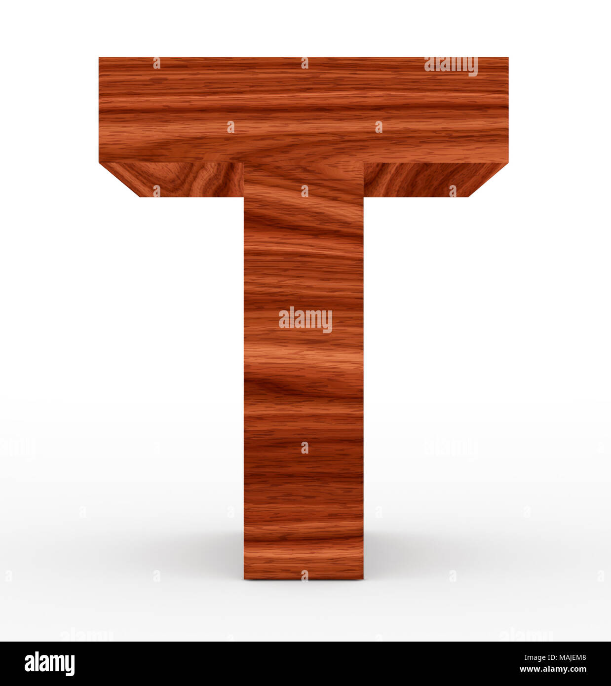 letter T 3d wooden isolated on white - 3d rendering Stock Photo - Alamy