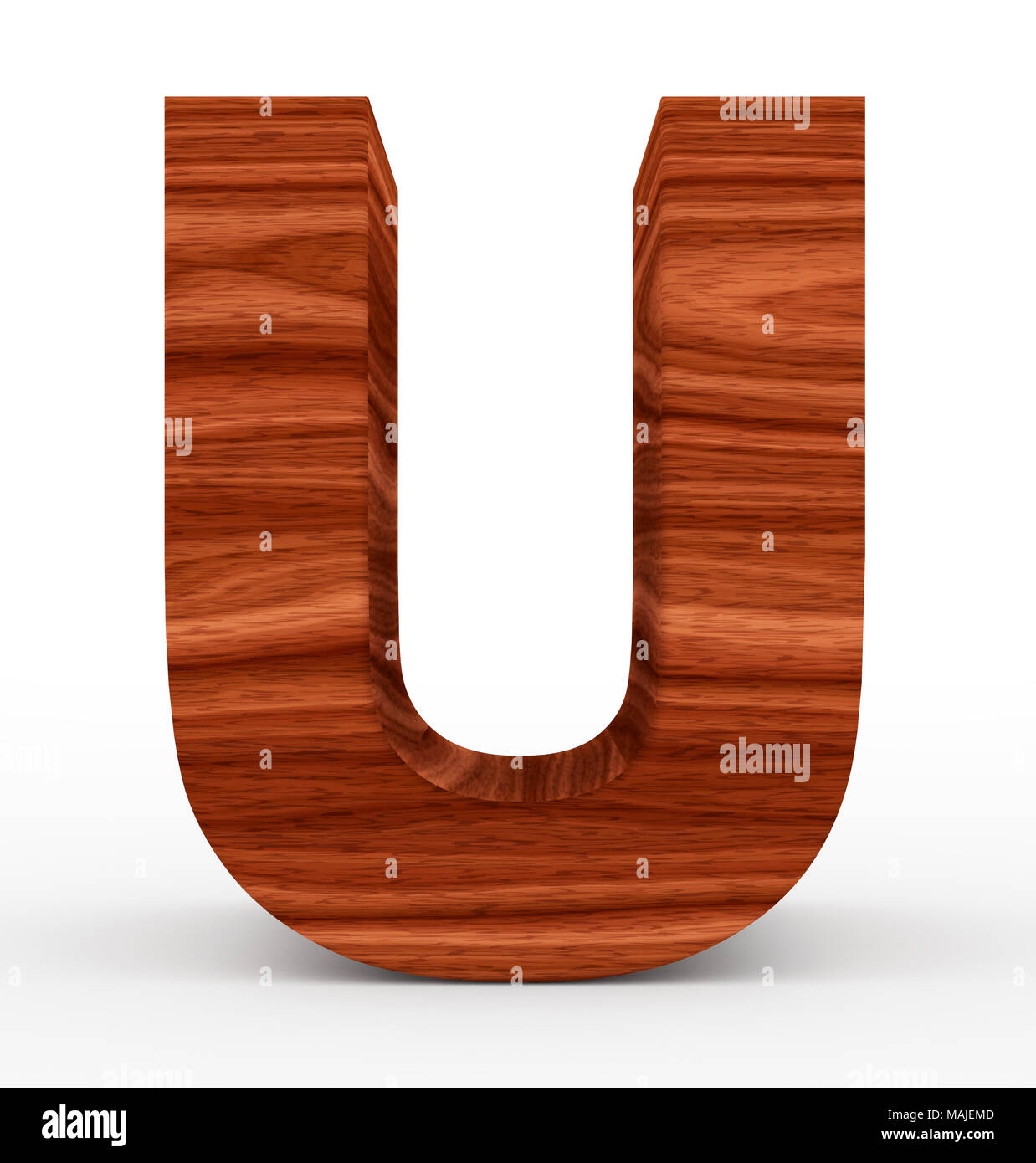 letter U 3d wooden isolated on white - 3d rendering Stock Photo - Alamy