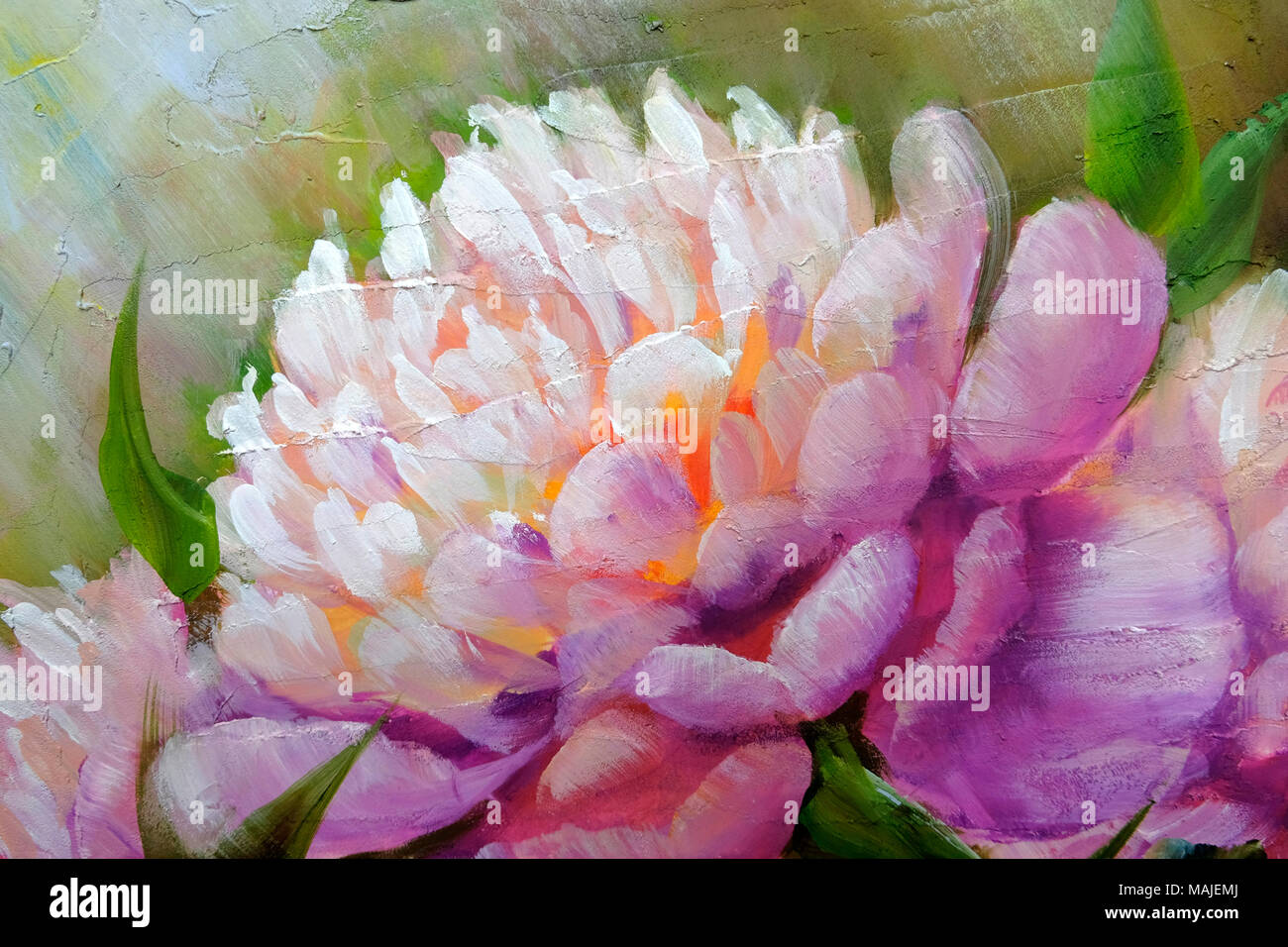 Peonies, oil painting on canvas Stock Photo - Alamy