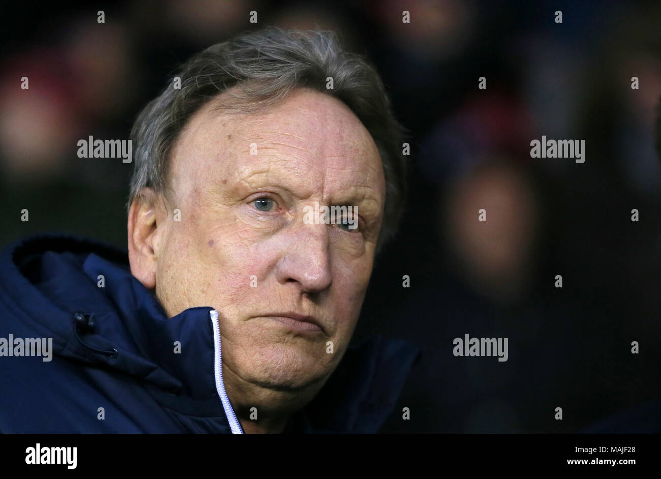 Cardiff city manager neil warnock reacts hi-res stock photography and ...