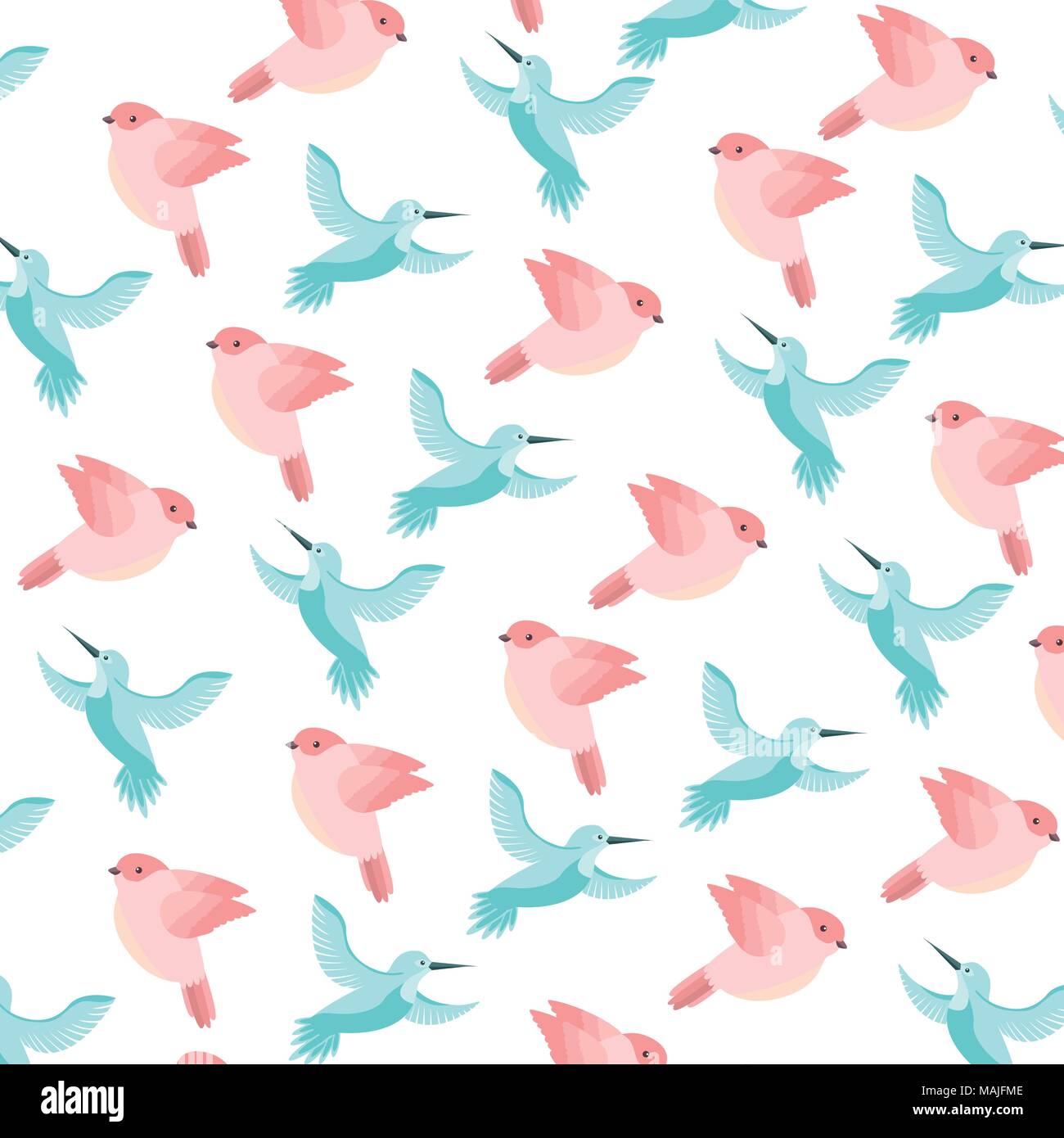 cute birds flying with beautiful plumage pattern vector illustration ...