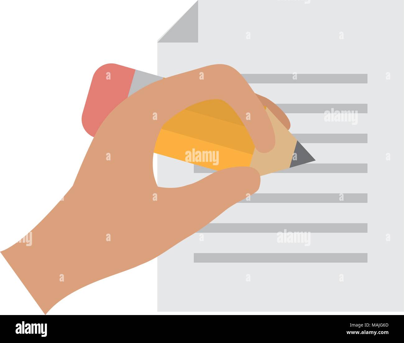 hand writing with pencil in paper vector illustration design Stock ...