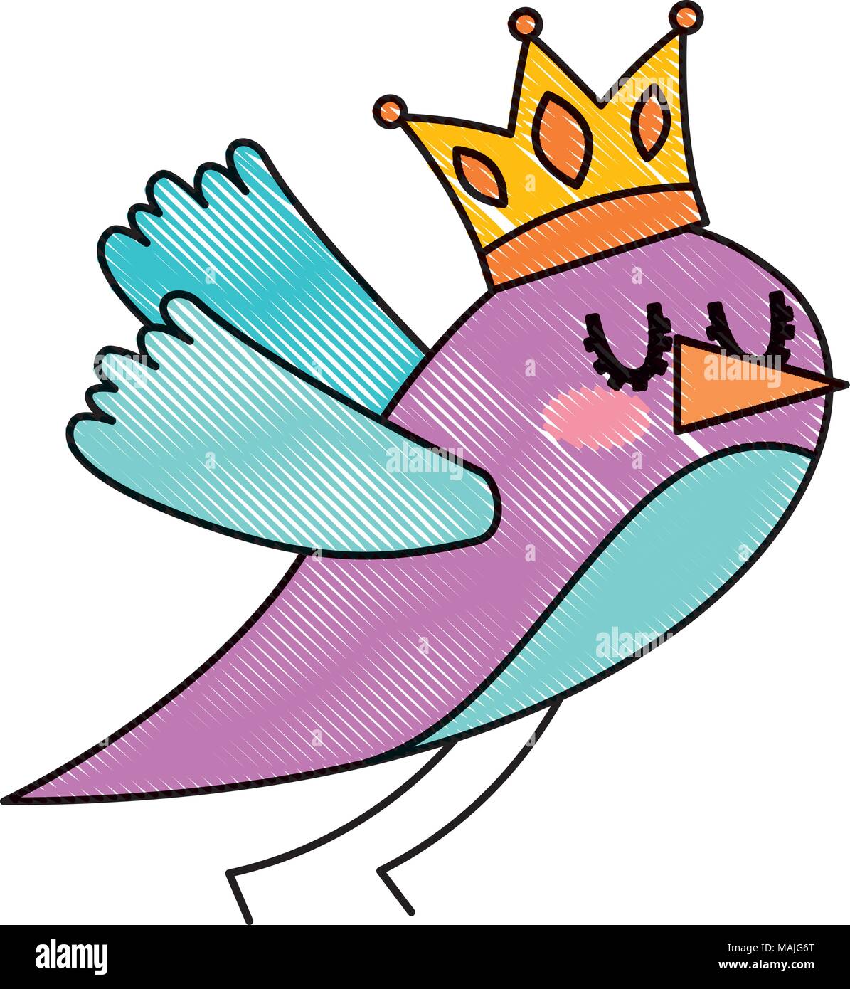 cute bird flying with crown king vector illustration design Stock ...