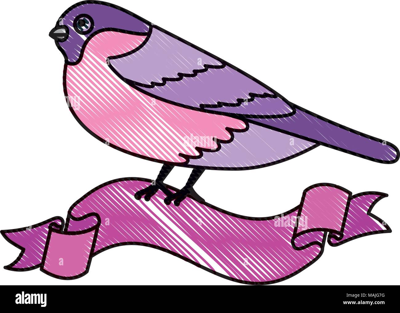cute bird with ribbon vector illustration design Stock Vector Image ...