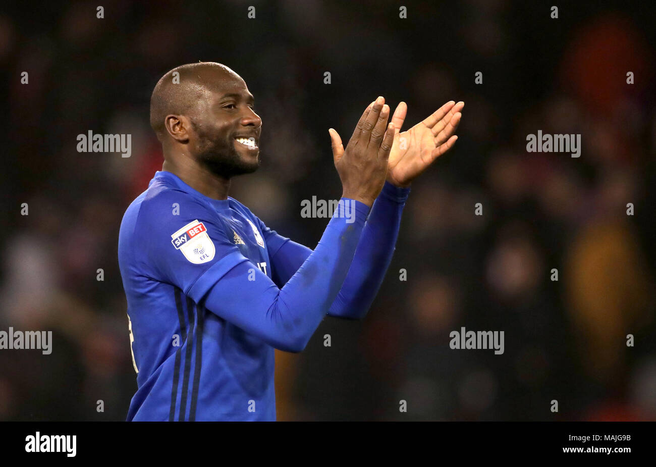Cardiff City's Sol Bamba celebrates after the final whistle during the ...