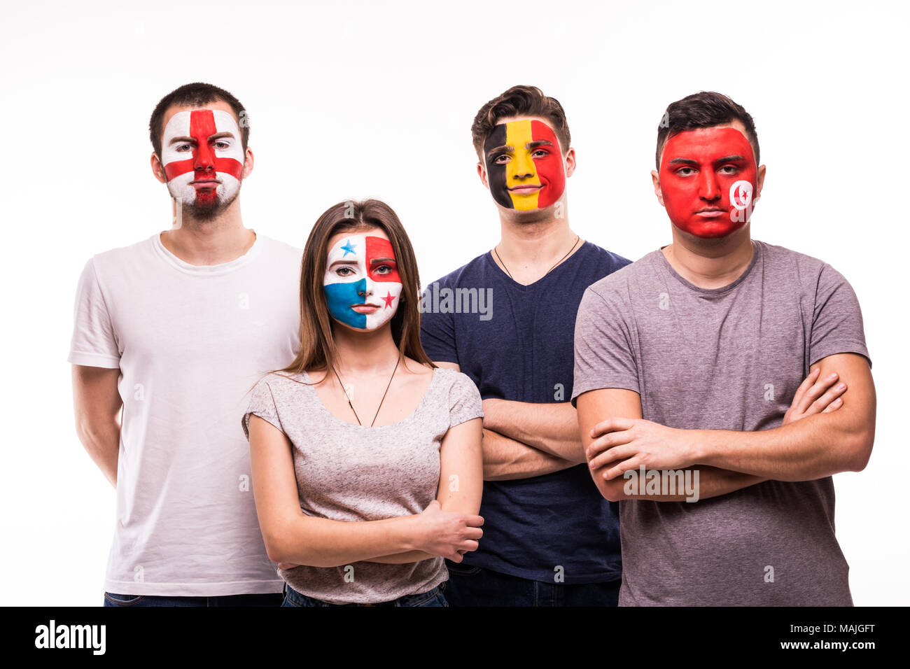 Woman with painted face of england flag hi-res stock photography and ...