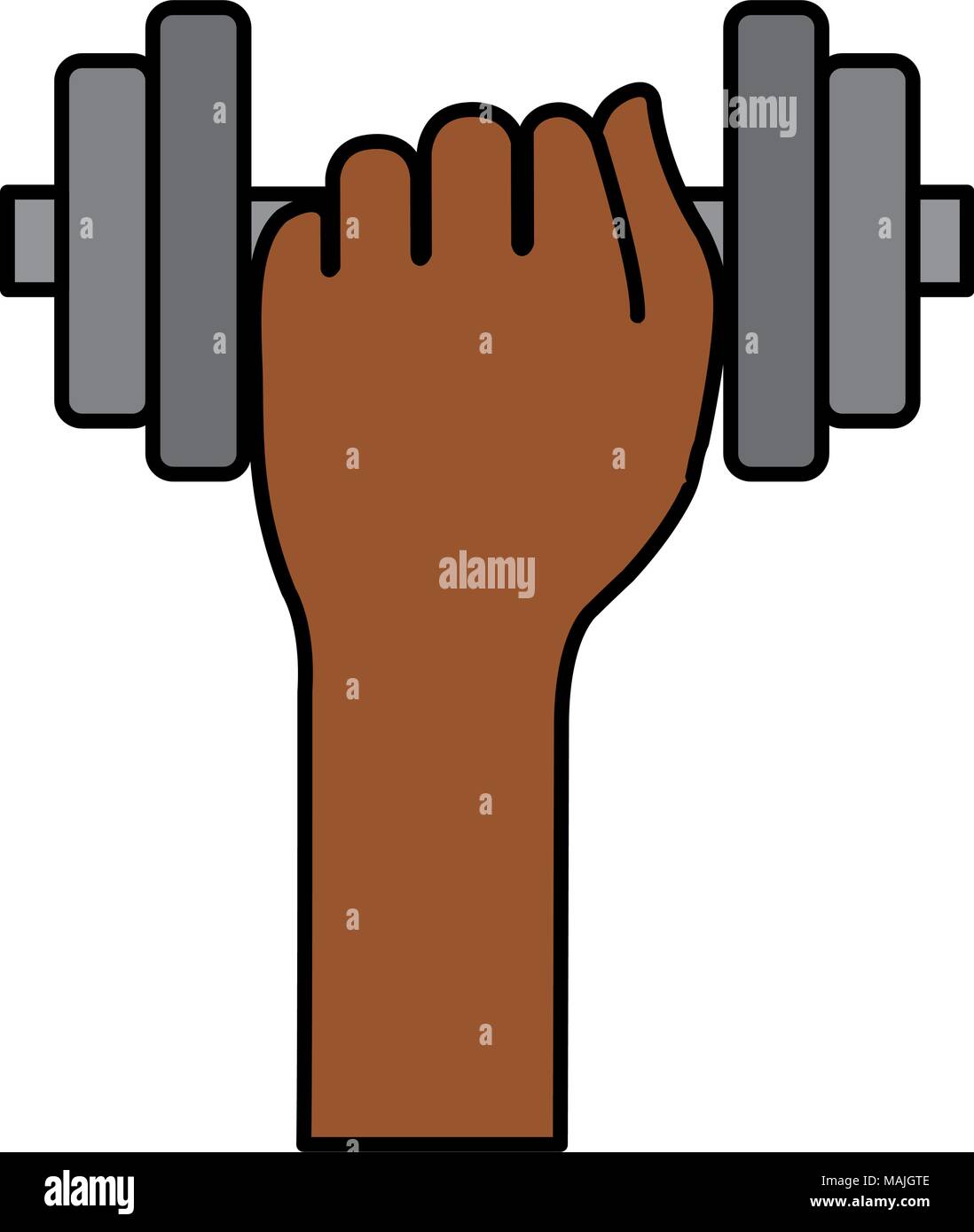 hand with weight lifting device icon vector illustration design Stock ...