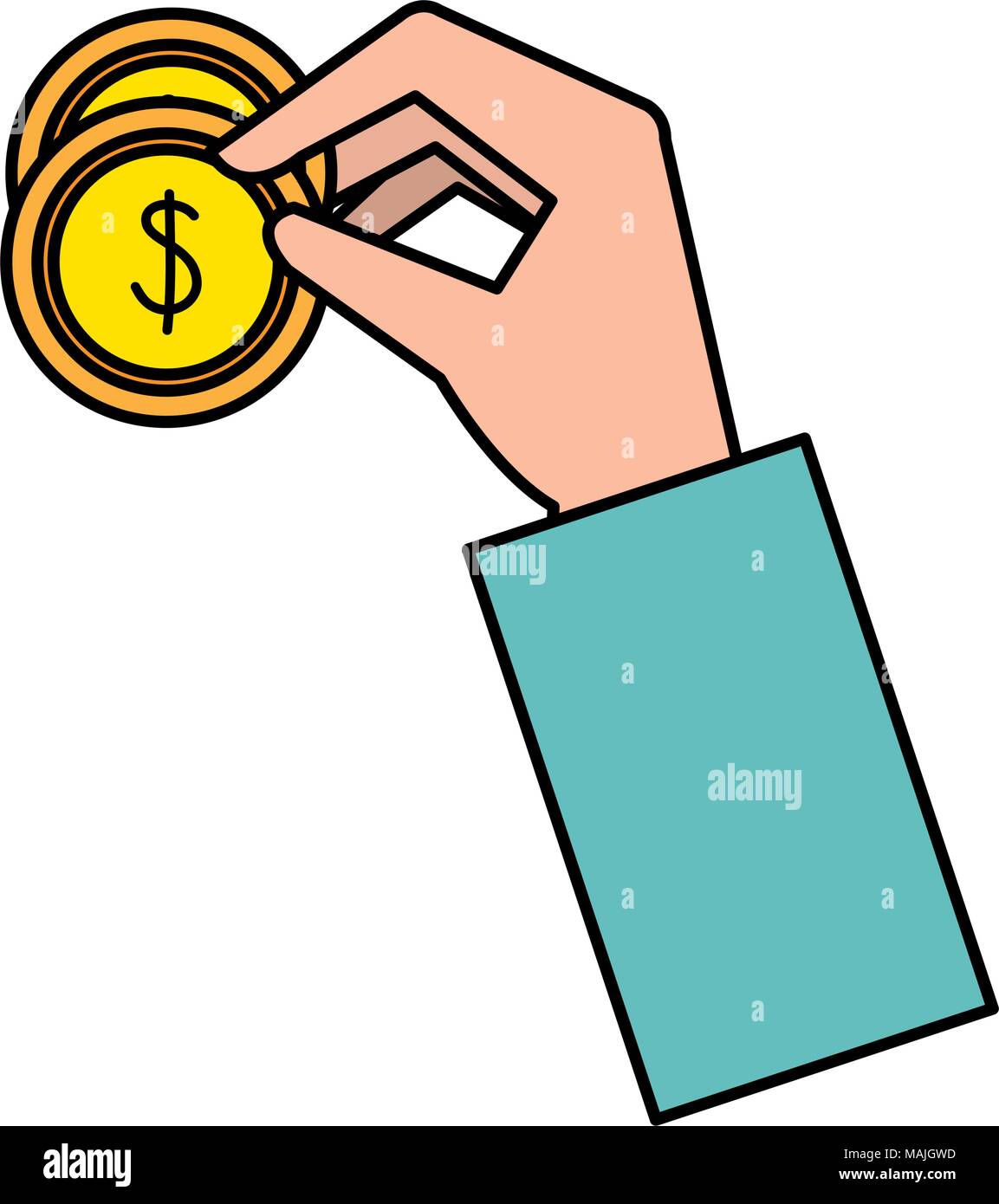 hand with coin money vector illustration design Stock Vector Image ...