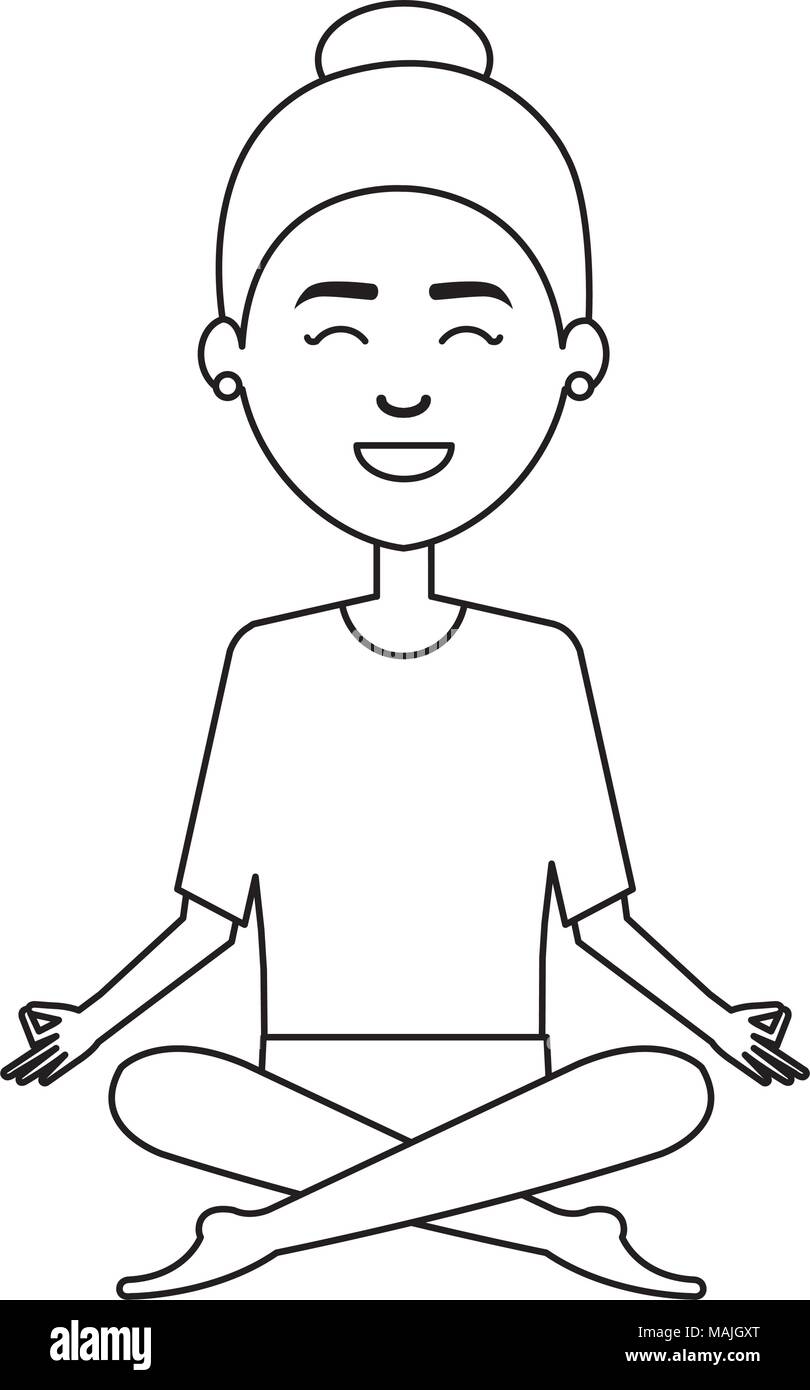 Woman doing lotus pose Black and White Stock Photos & Images - Alamy