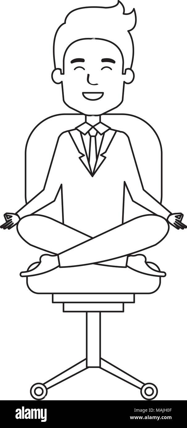 businessman doing the lotus position in office chair vector ...
